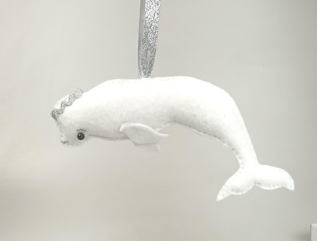 Felt Hanging Beluga Whale, Handmade White Beluga Whale Decoration ...