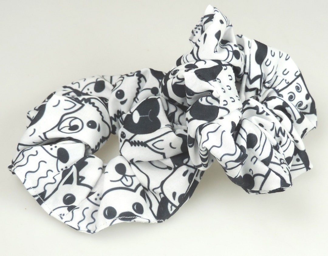 Black & White Dogs, Two Dog Themed Hair Scrunchies, Hair Bobble ...