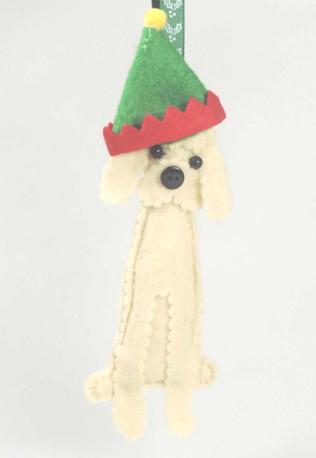 Cream Standard Poodle Dog, Handmade Felt Twig Tree Decoration, Hanging ...