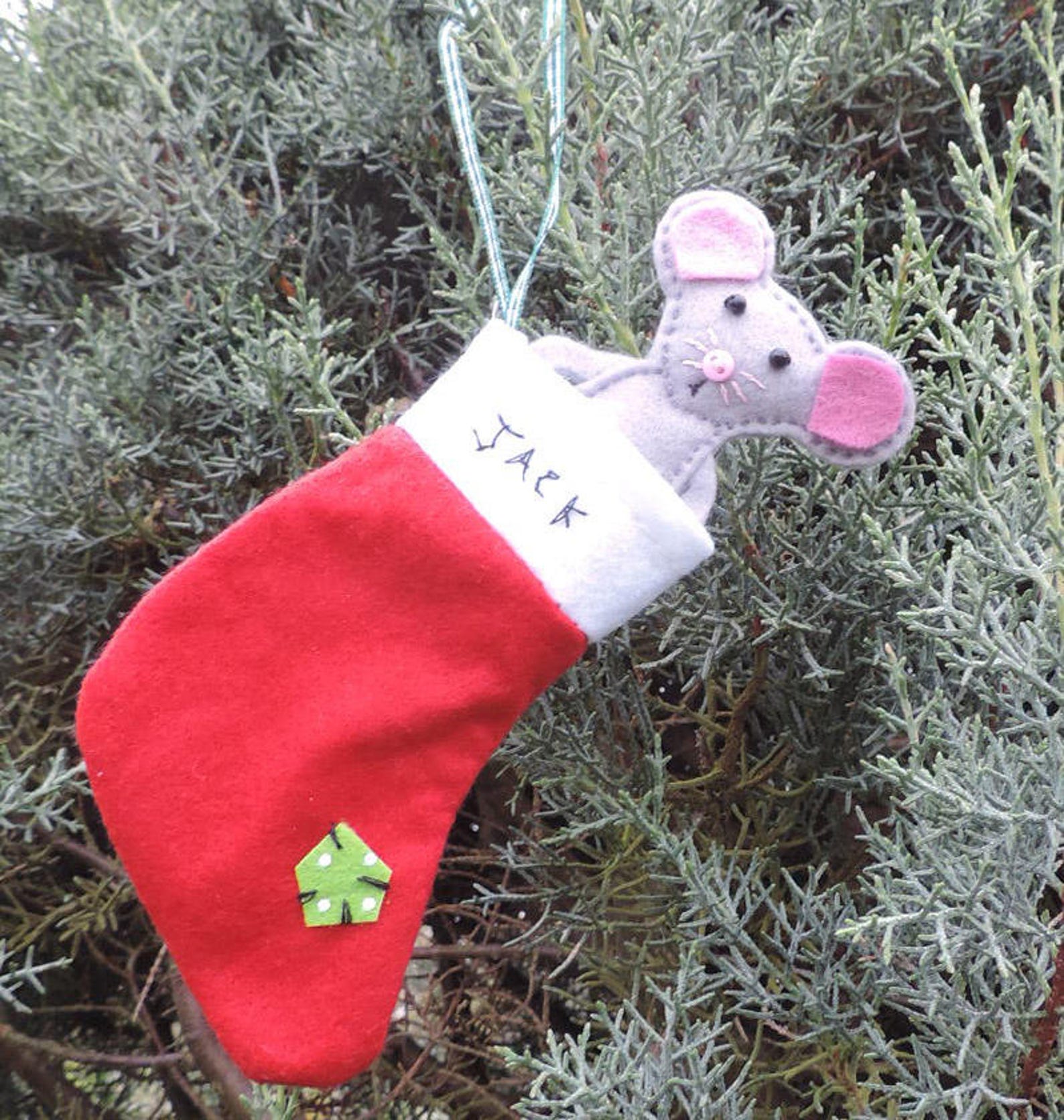 Christmas Mouse in a Stocking, Christmas Decoration, Handmade Felt ...