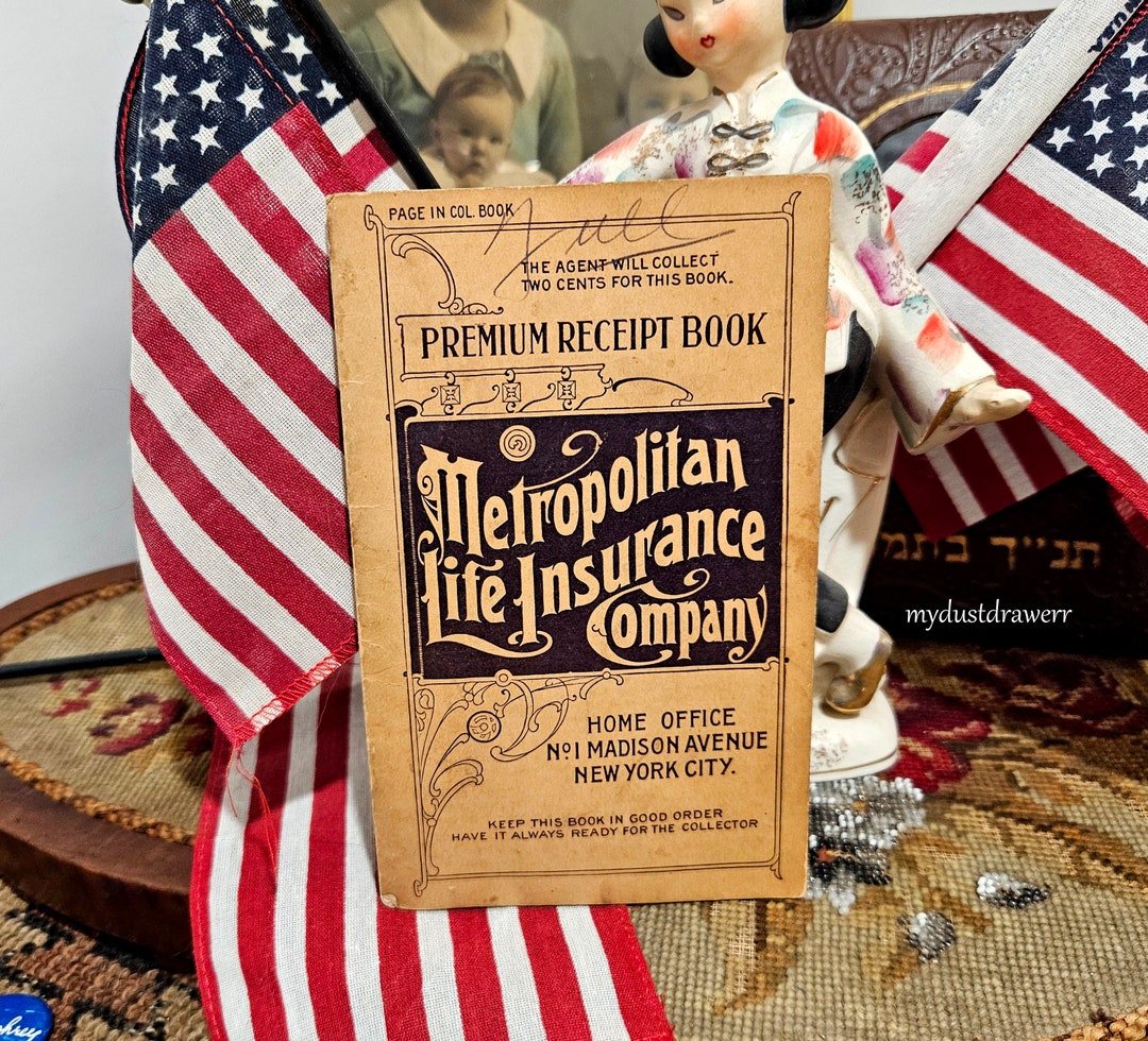 Vintage 1900s Metropolitan Life Insurance Co Premium Receipt Book ...