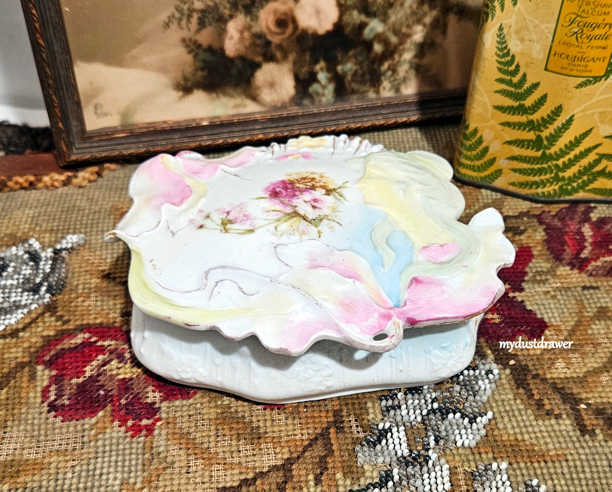 Vintage Edwardian LADY Porcelain Trinket Vanity Box Absolutely Darling ...
