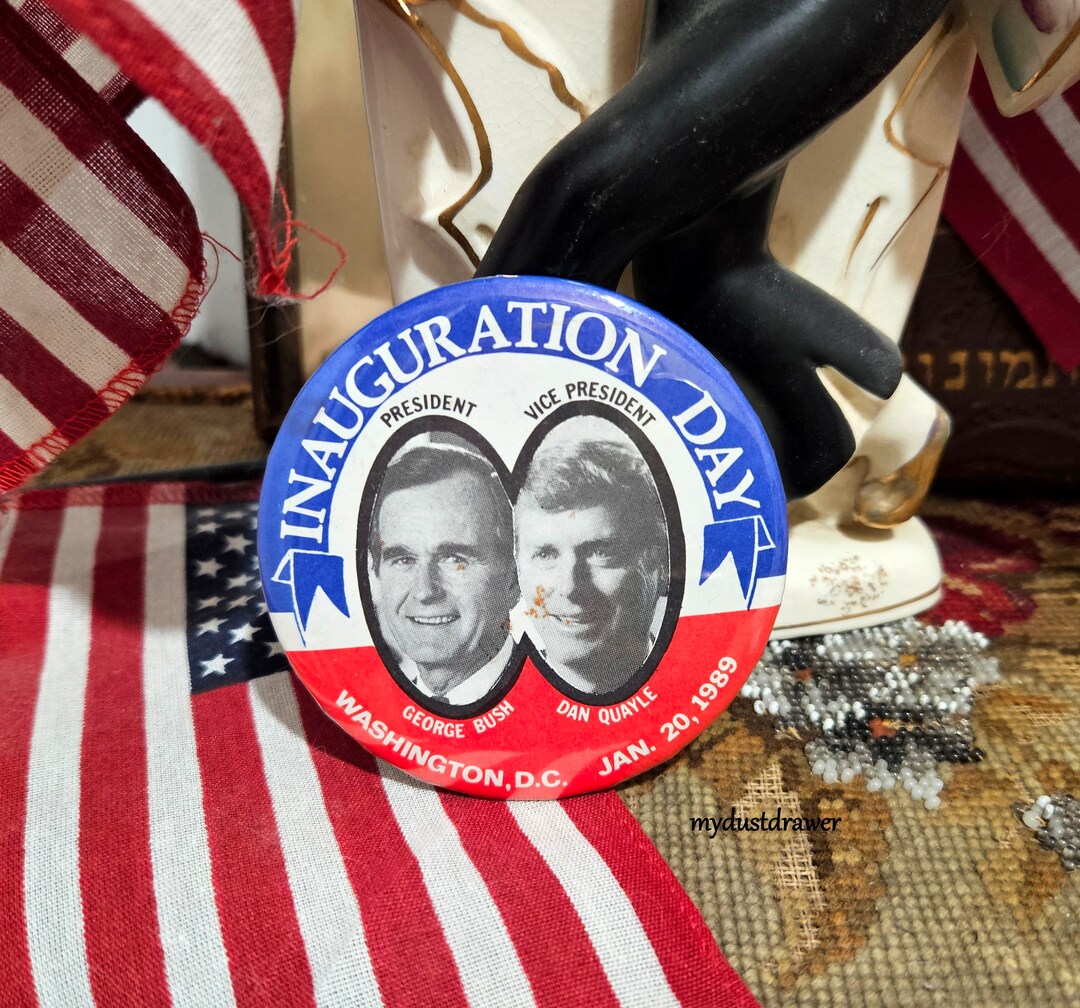 1989 Bush & Quayle Presidental Election Inauguration Day Metal 3 Inch ...