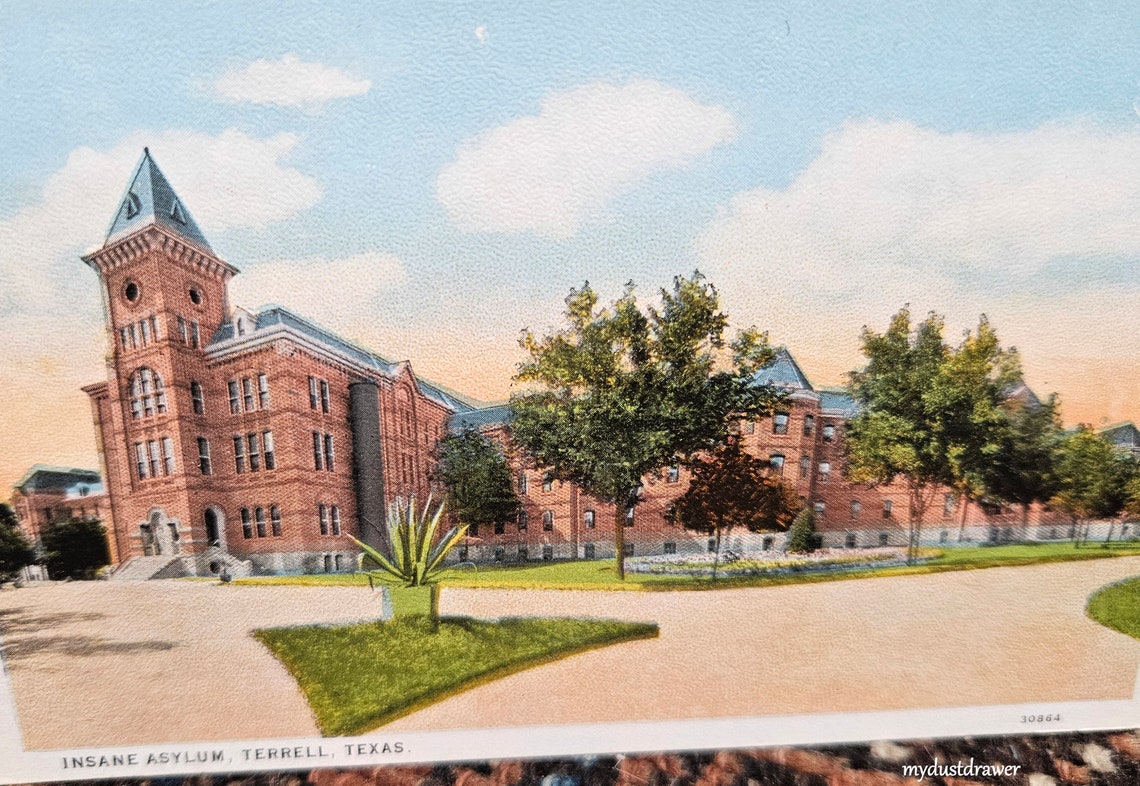 Antique Insane Asylum Terrell Texas Colorized Postcard by CT American ...
