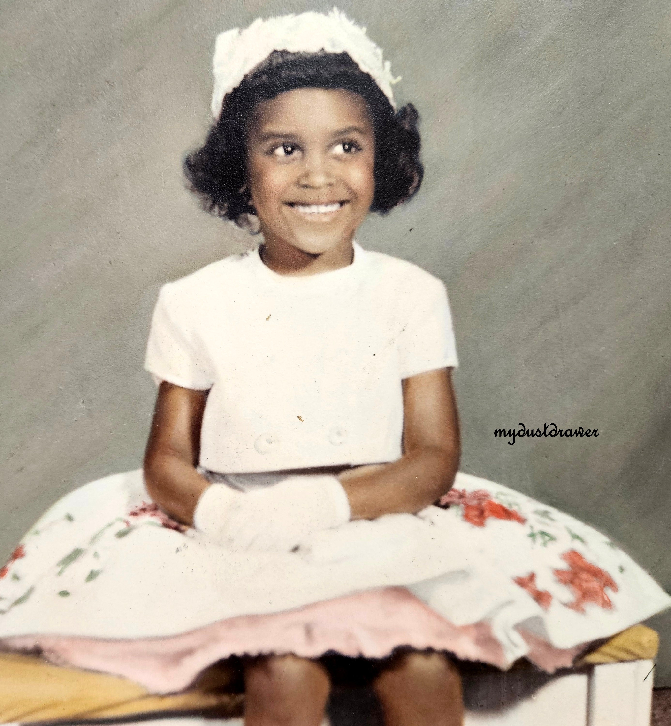 Vintage African American Little Girl Portrait Color Photograph & Small ...