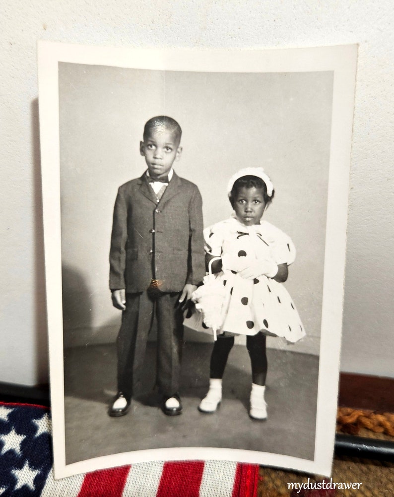 Vintage 1950s African American Brother & Sister in Polka-dots Ready for ...