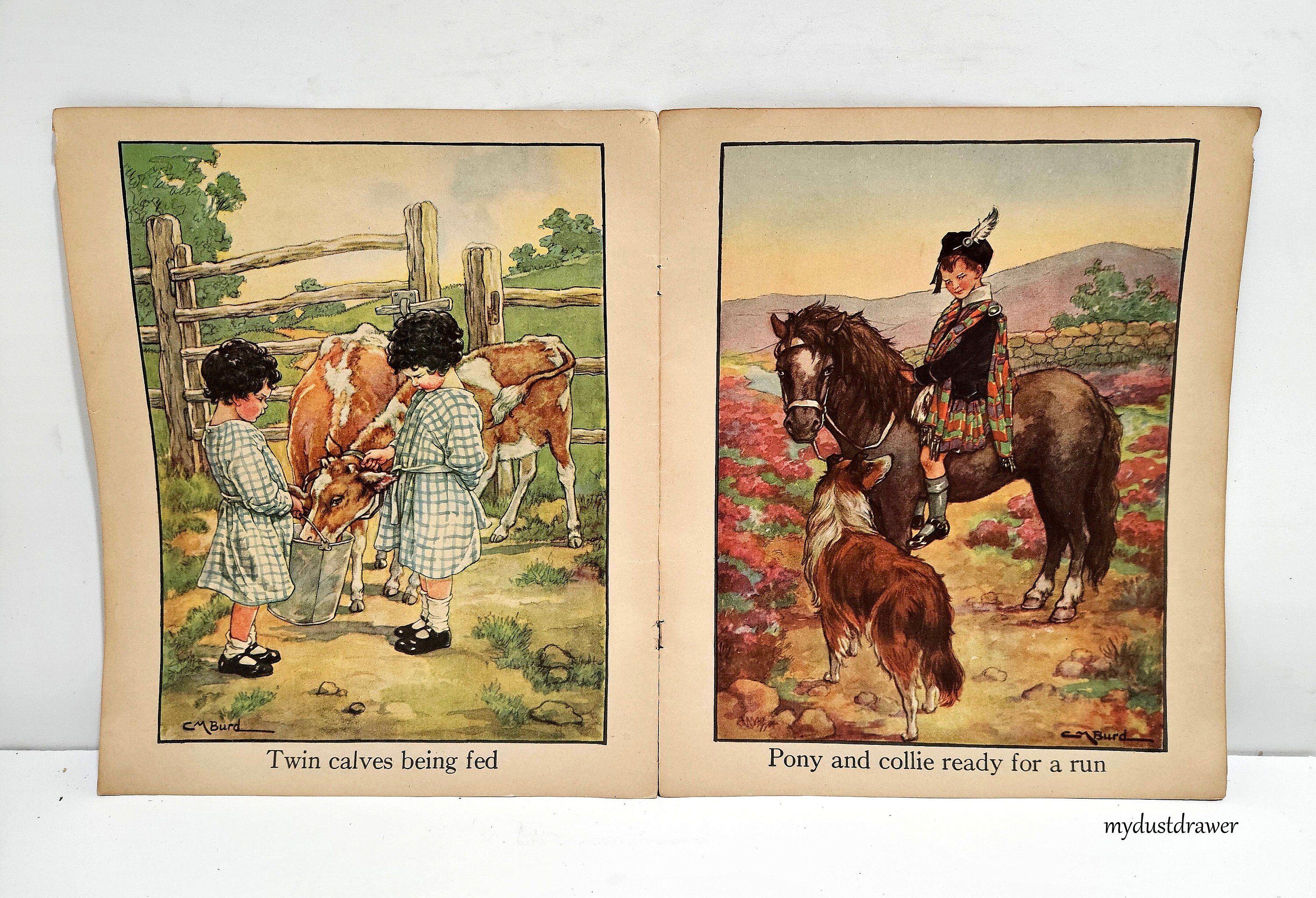 Vintage 1928 Children's Book Illustration Pages Set by C. M. Burd the ...