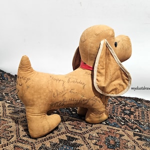 Vintage 50s AUTOGRAPH Hound Puppy Dog Plush Toy With Lots of Signatures ...