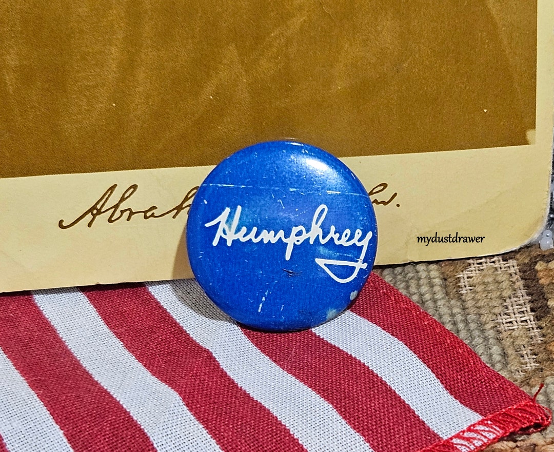 1968 "humphrey" Hubert Humphrey Small Blue Metal Presidental Election ...