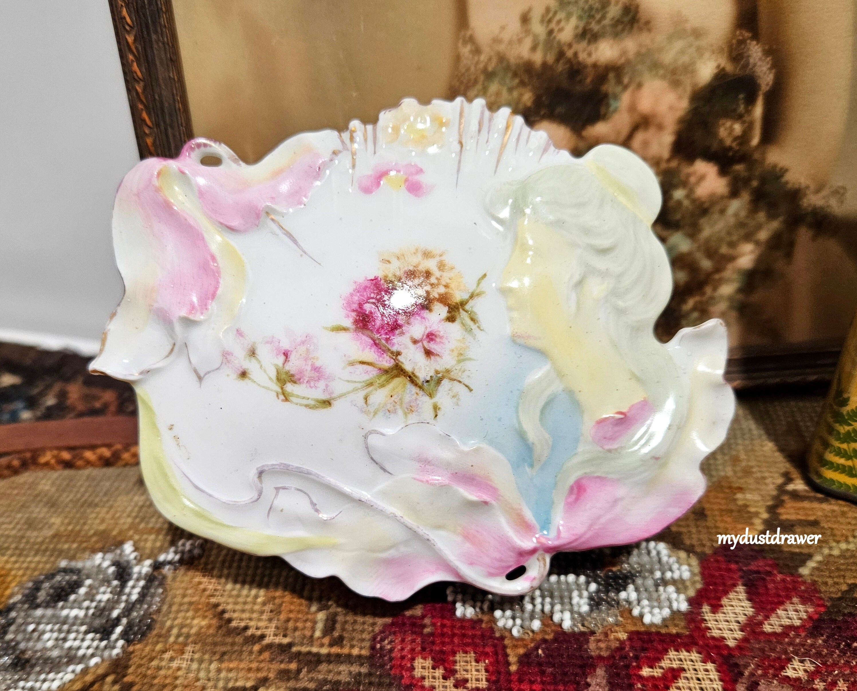 Vintage Edwardian LADY Porcelain Trinket Vanity Box Absolutely Darling ...