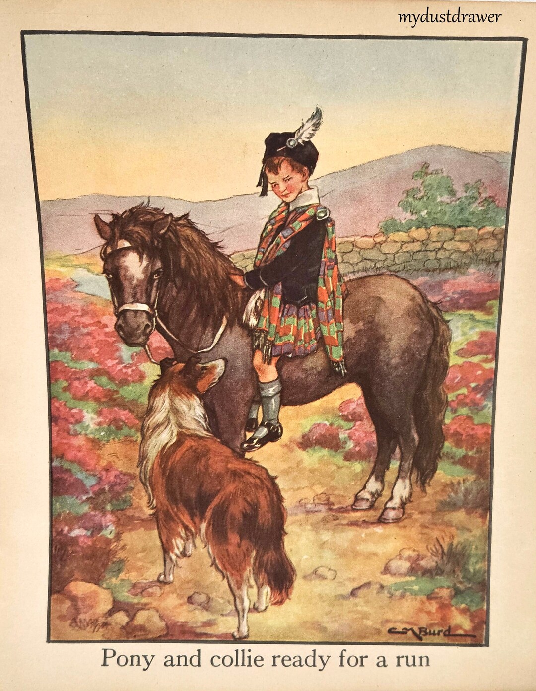 Vintage 1928 Children's Book Illustration Pages Set by C. M. Burd the ...