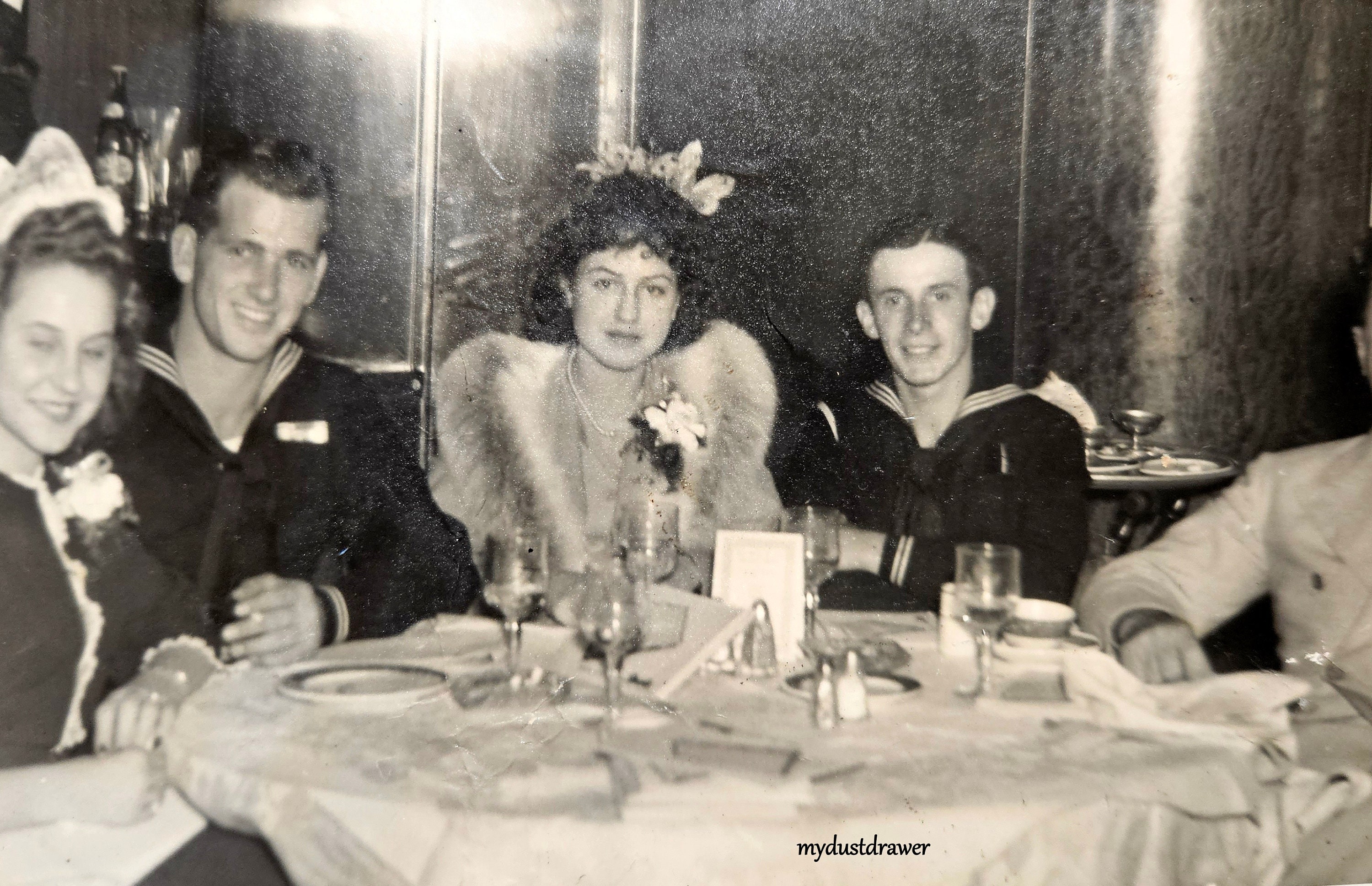 1940s WW2 Photograph With SAILORS & LADIES at Restaurant or Club ...