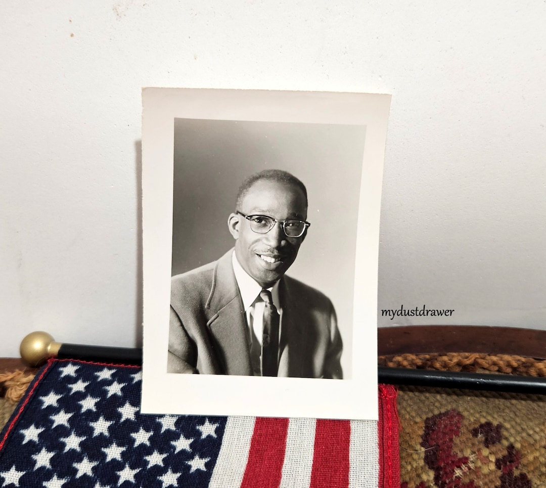 Vintage 1960s African American Man in Suit With Glasses Photograph by ...