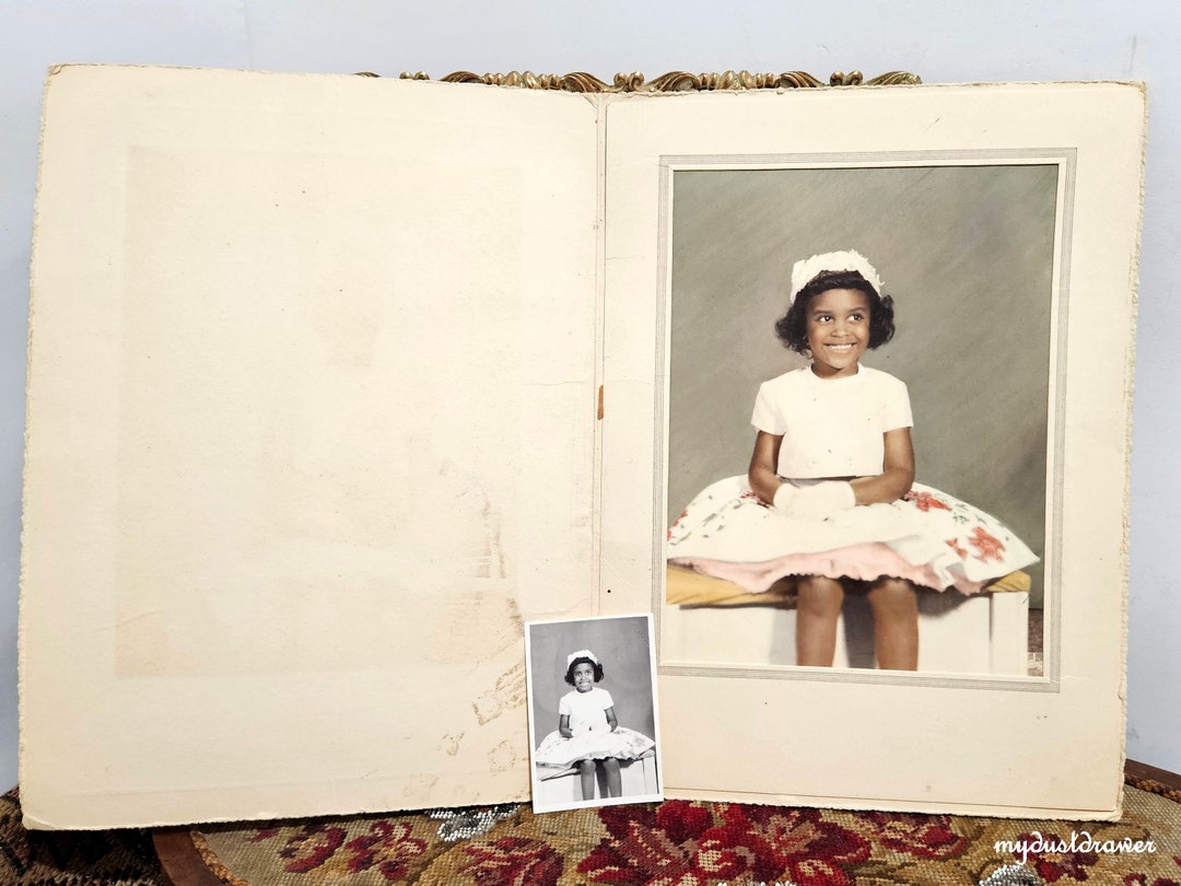 Vintage African American Little Girl Portrait Color Photograph & Small ...