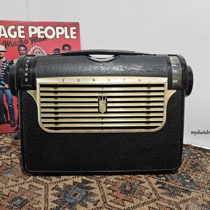 Vintage 1952 ZENITH Retro Portable SUITCASE Electric & Battery Plastic ...
