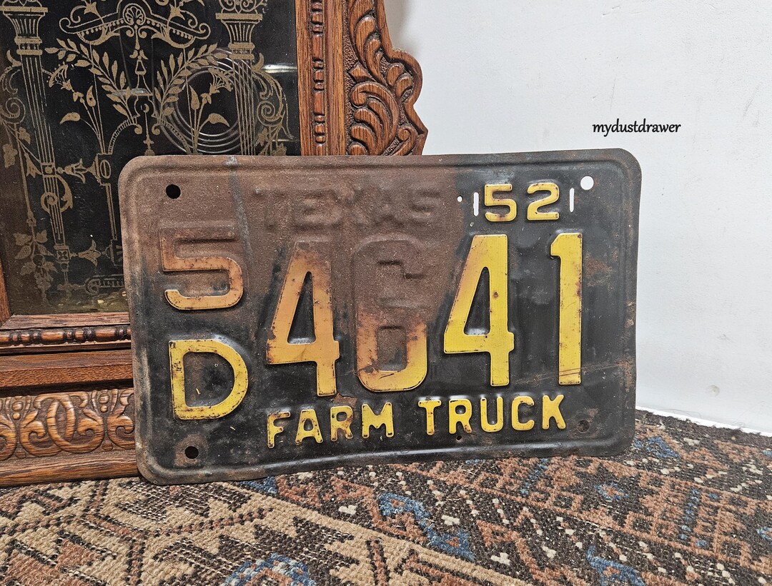 Vintage 1952 TEXAS Farm Truck License Plate From Estate! Very Rustic ...