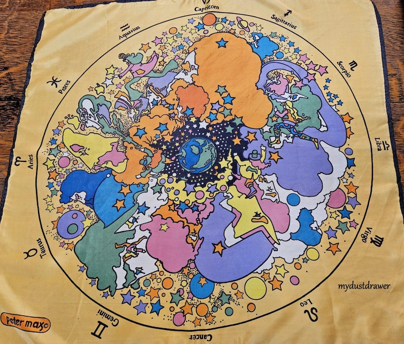 Vintage 1960s PETER MAX Zodiac Pop Art Horoscope Made in Italy Ladies ...