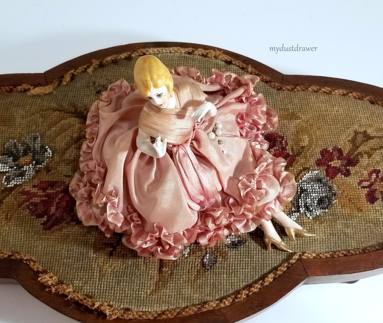 Vintage Germany FLAPPER Lady Dresser Vanity PIN CUSHION With Legs ...
