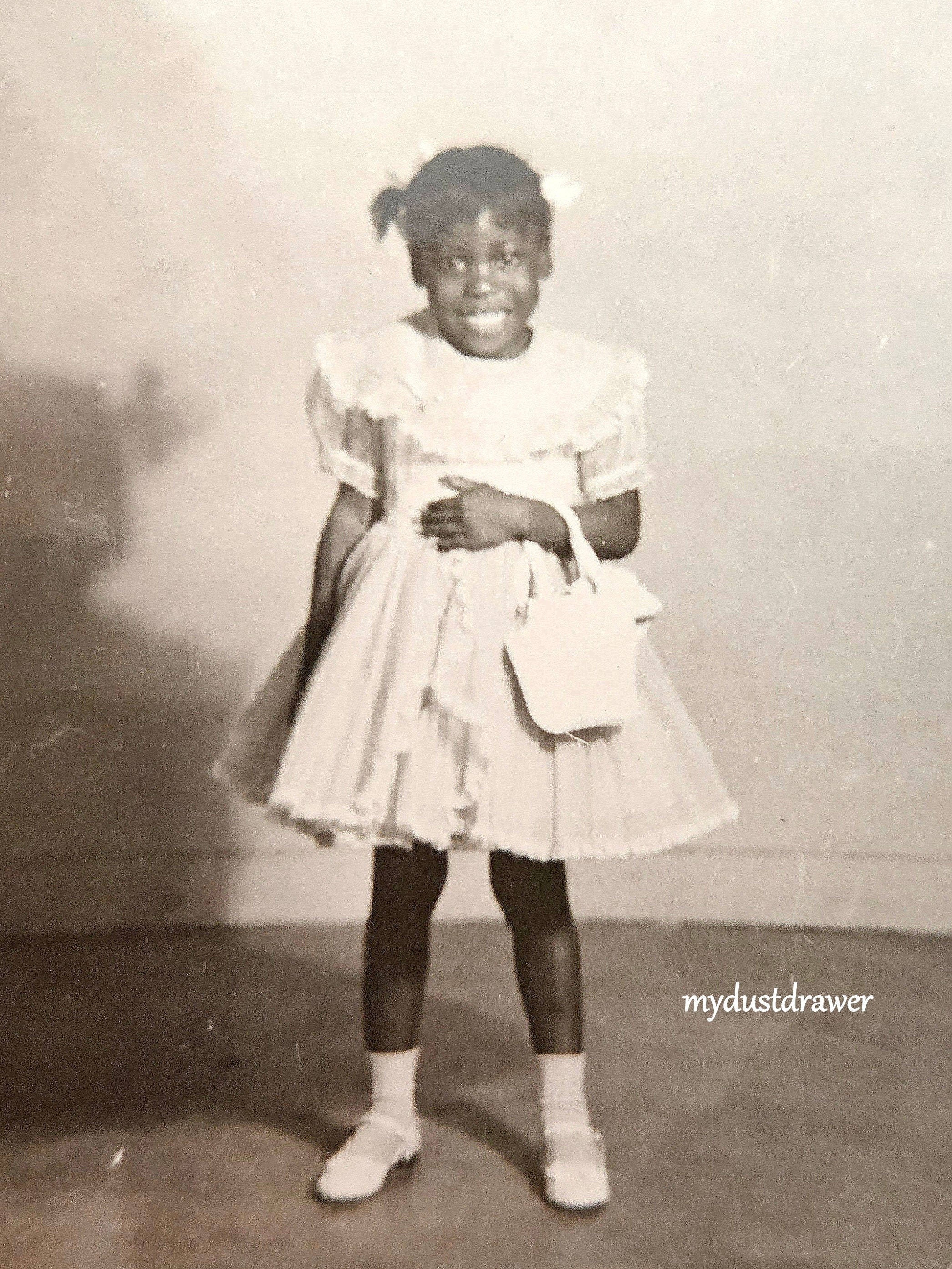 Vintage 1960s African American Little Girl With Pigtails & Purse Easter ...