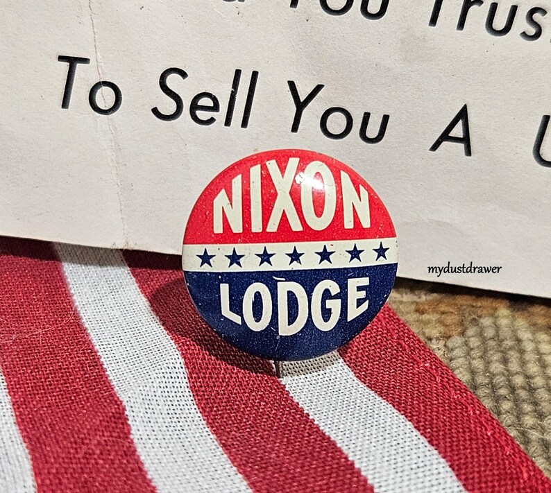 1960 "nixon Lodge" Metal Presidental Election Campaign Button 3/4" Inch ...