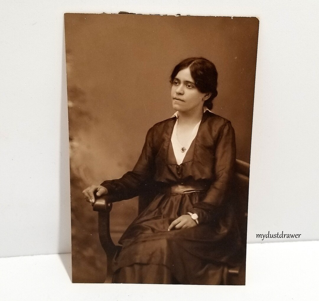 Vintage Edwardian African American LADY Seated All Dressed up Studio ...