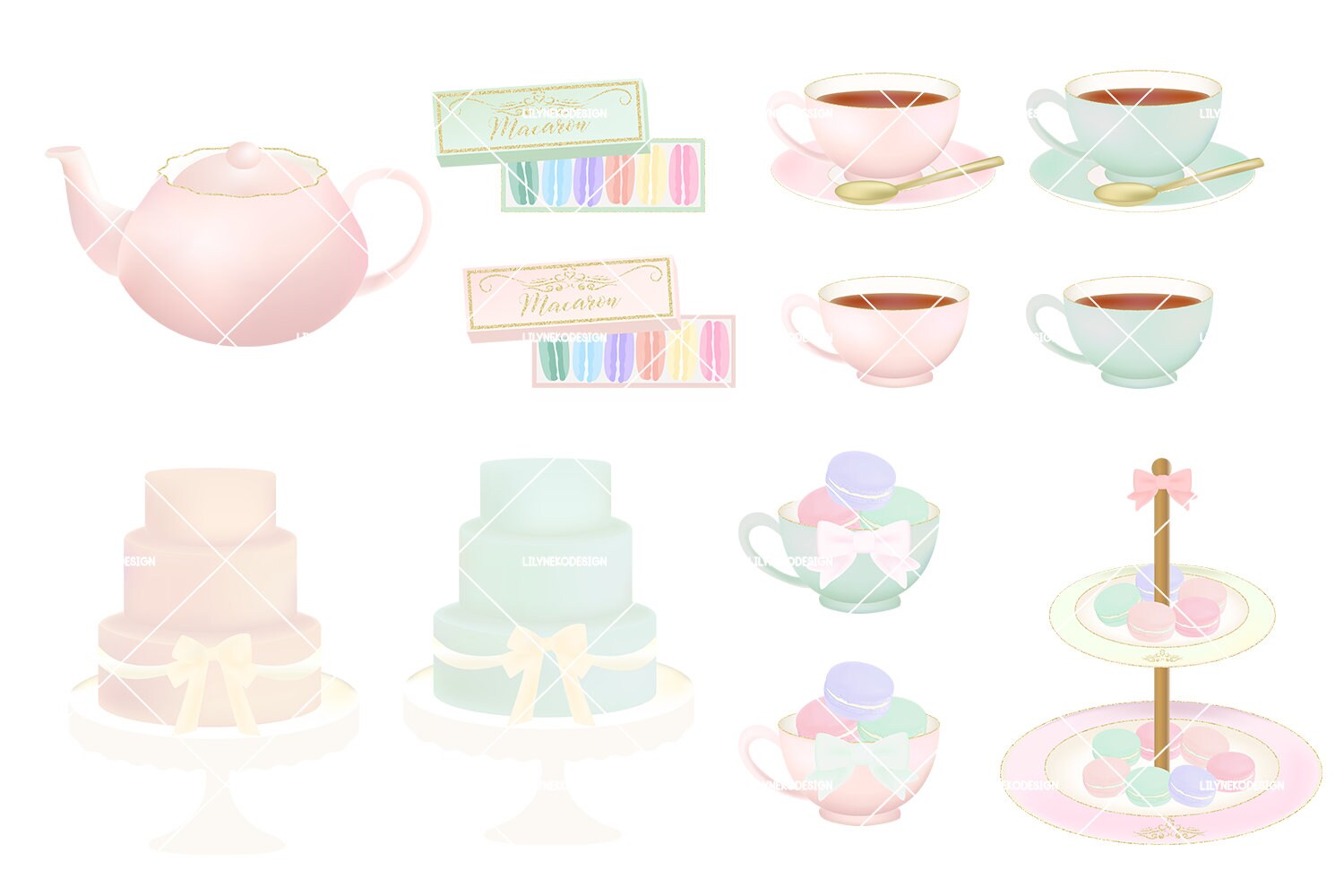 Macaron Afternoon Tea Party Clipart PNG, Sweets and Tea Illustrations ...