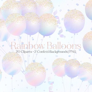 Rainbow Balloon Clipart Set | Birthday Party Balloons PNG | Confetti ...
