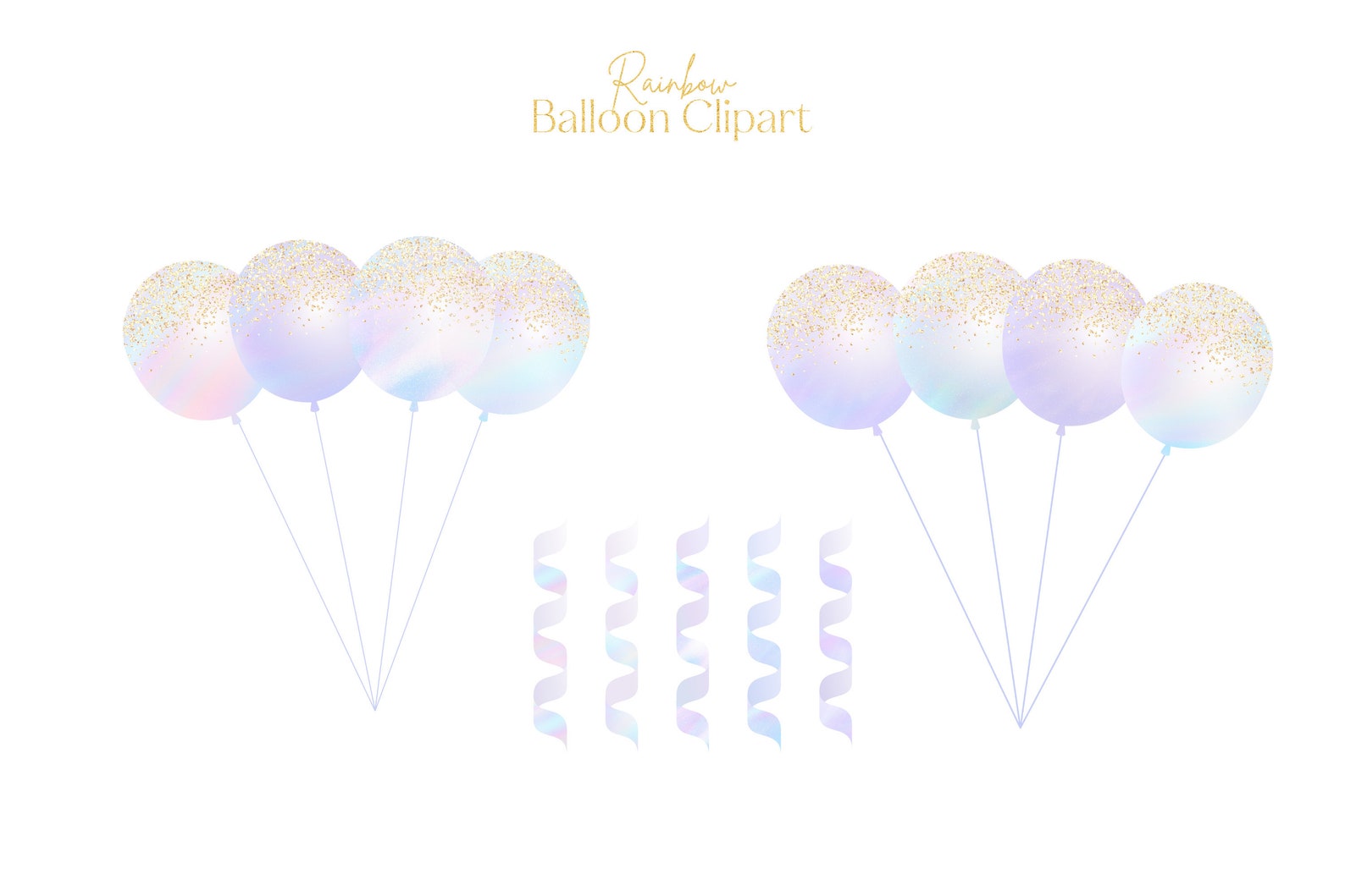 Rainbow Balloon Clipart Set | Birthday Party Balloons PNG | Confetti ...
