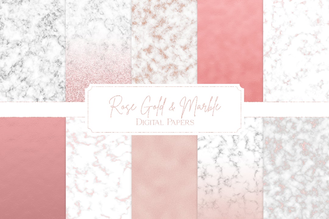 Rose Gold Marble Digital Papers, Rose Gold Glitter & Foil Backgrounds ...