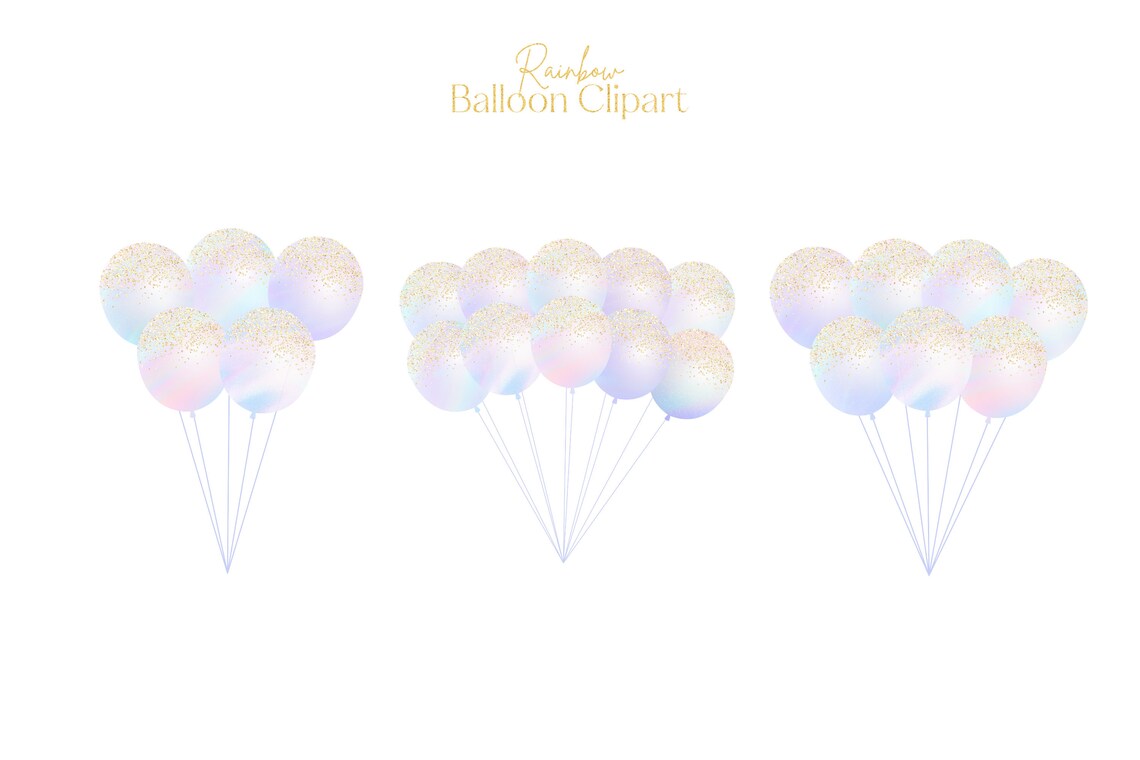 Rainbow Balloon Clipart Set | Birthday Party Balloons PNG | Confetti ...