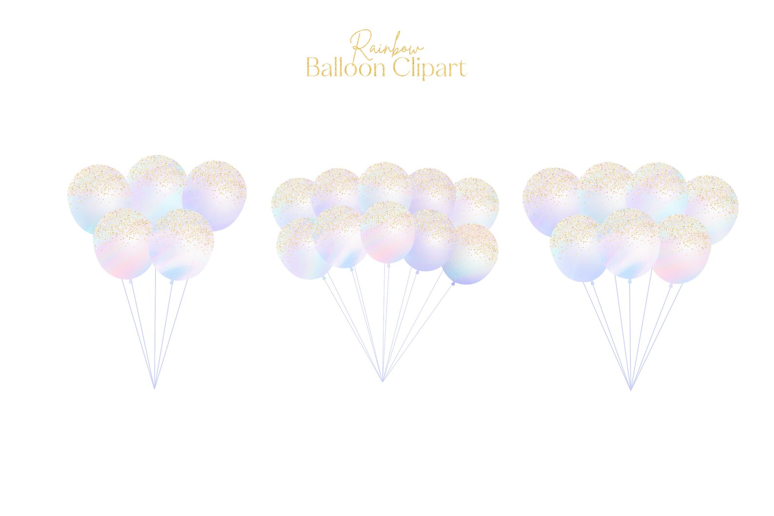 Rainbow Balloon Clipart Set | Birthday Party Balloons PNG | Confetti ...