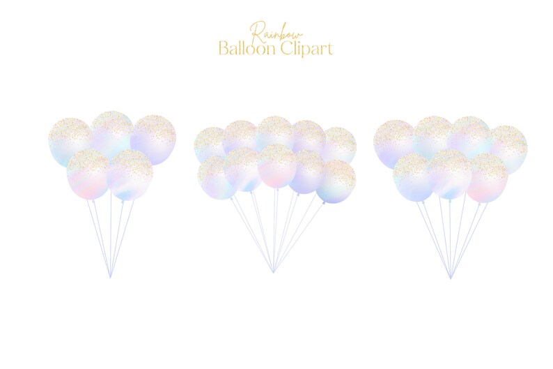 Rainbow Balloon Clipart Set | Birthday Party Balloons PNG | Confetti ...