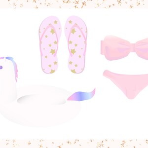 Pool Party Clipart PNG Unicorn Clipart Beach Clipart Summer - Etsy