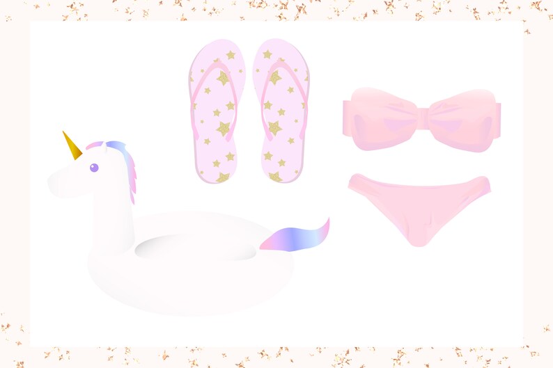 Pool Party Clipart PNG Unicorn Clipart Beach Clipart Summer - Etsy