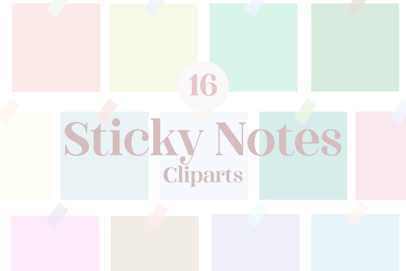 Pastel Sticky Note Clipart, Digital Sticky Note Stickers Label Clipart ...