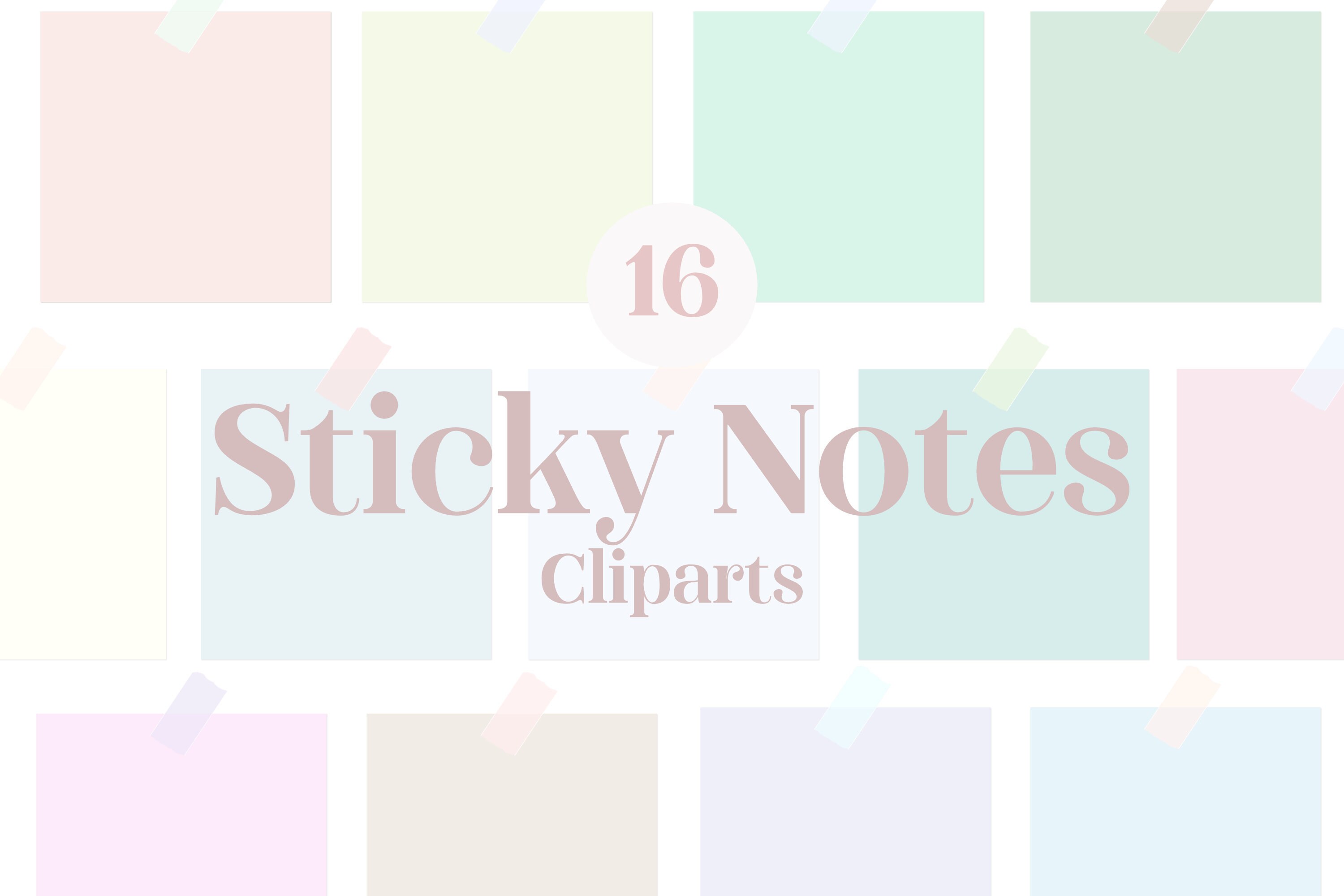 Pastel Sticky Note Clipart, Digital Sticky Note Stickers Label Clipart ...