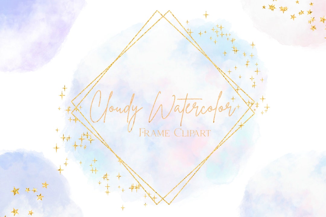 Watercolor Frame Clipart, Gold Geometric Frame, Watercolor Frame PNG ...