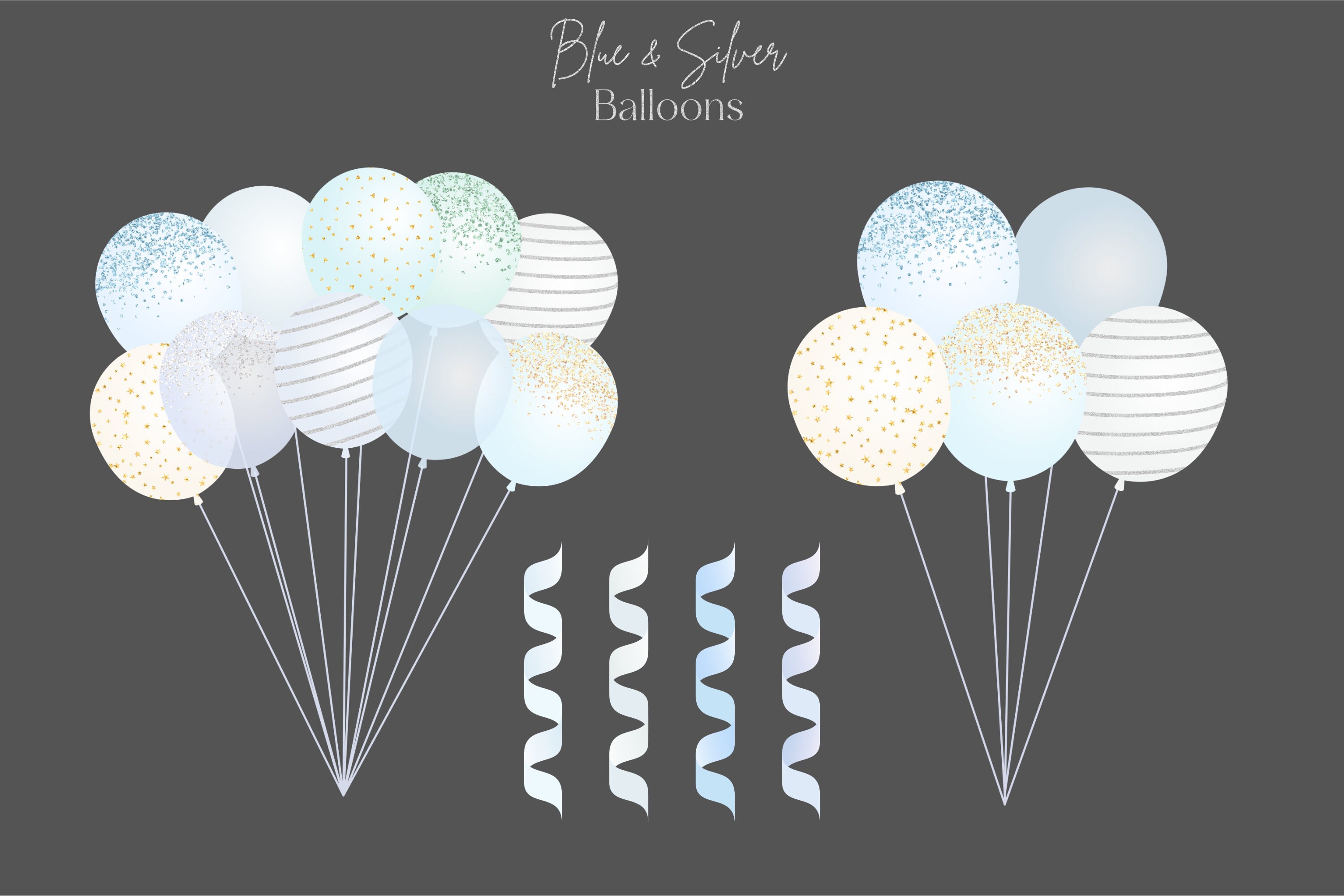 Silver and Blue Balloon Clipart | Birthday Balloon Clipart, Celebration ...