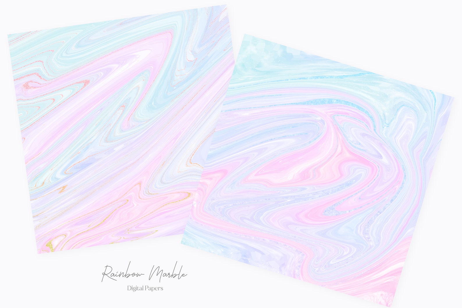 Rainbow Marble Digital Papers Pastel Rainbow Swirl Marble Background ...
