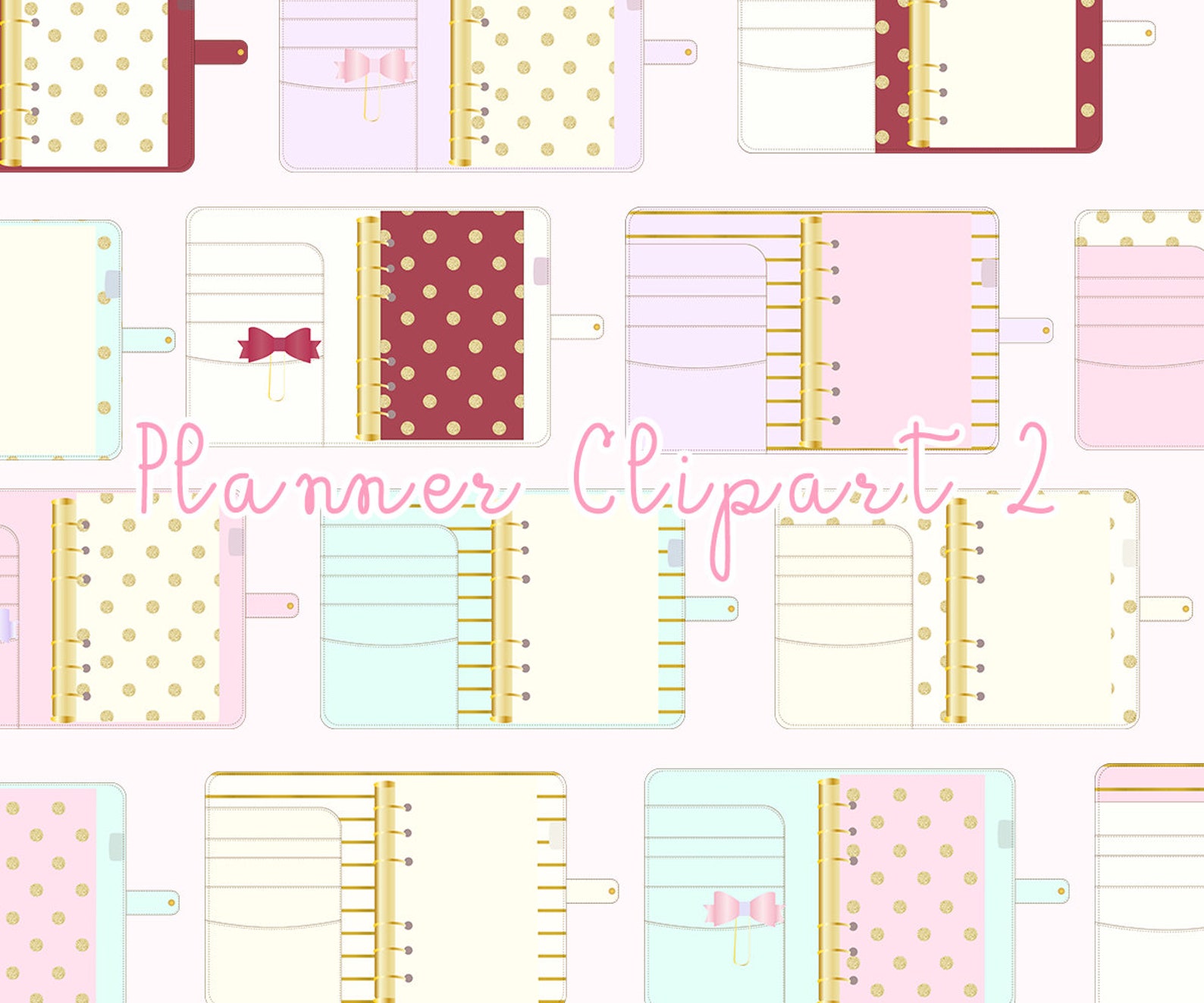 Planner Notebook Clipart, Kawaii Planner Book Digital Stickers, Cute ...