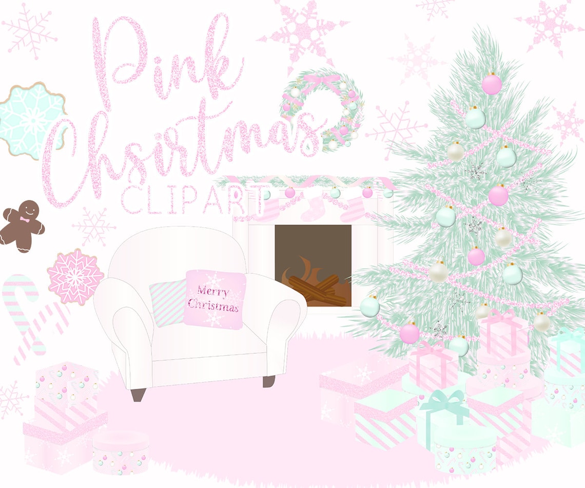 Pink Christmas Clipart, Christmas Tree PNG, Gingerbread, Christmas ...