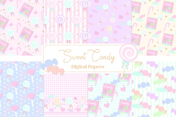Candy Digital Paper Sweets Paper Kawaii Digital Paper - Etsy