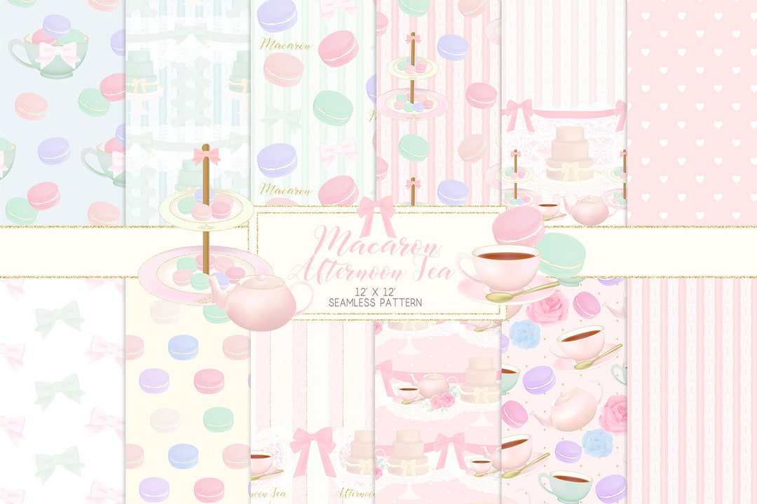 Macaron Digital Paper, Tea Party Paper, Dessert Paper, Bakery Paper ...