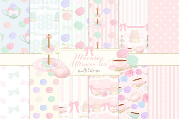 Macaron Digital Paper Tea Party Paper Dessert Paper Bakery | Etsy