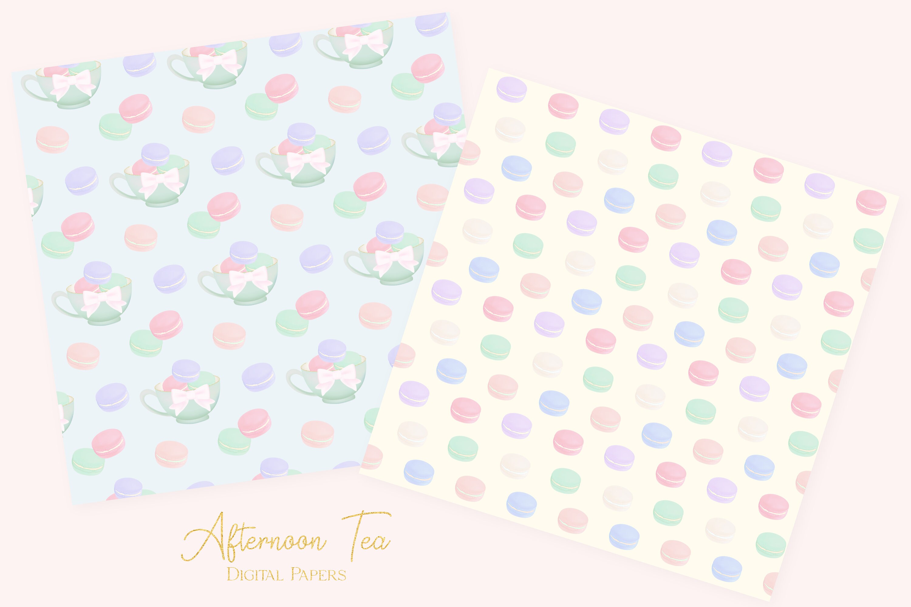 Macaron Digital Paper, Tea Party Paper, Dessert Paper, Bakery Paper ...
