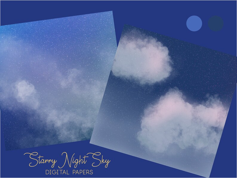Starry Night Sky Digital Paper, Watercolor Galaxy Background, Celestial ...
