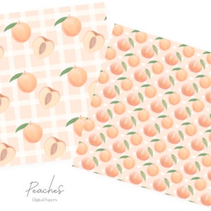 Peach Digital Paper, Summer Peach Clipart Pattern PNG, Watercolor Peach ...