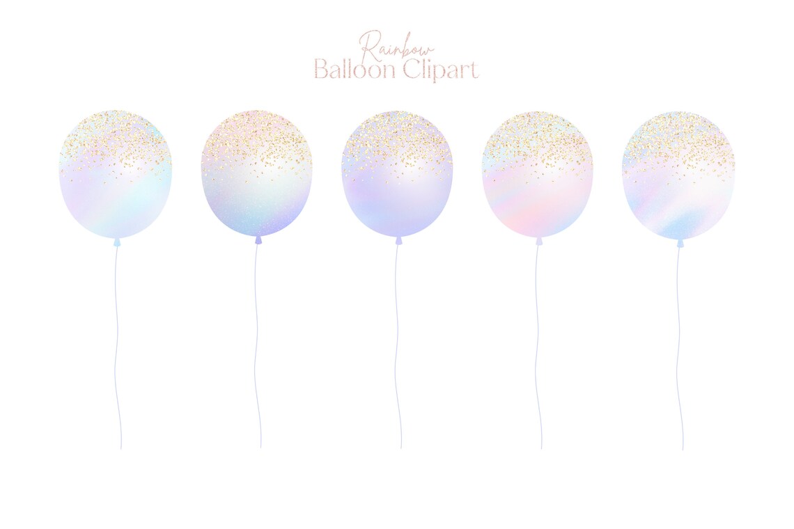 Rainbow Balloon Clipart Set | Birthday Party Balloons PNG | Confetti ...