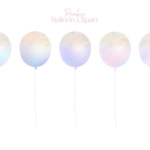 Rainbow Balloon Clipart Set | Birthday Party Balloons PNG | Confetti ...