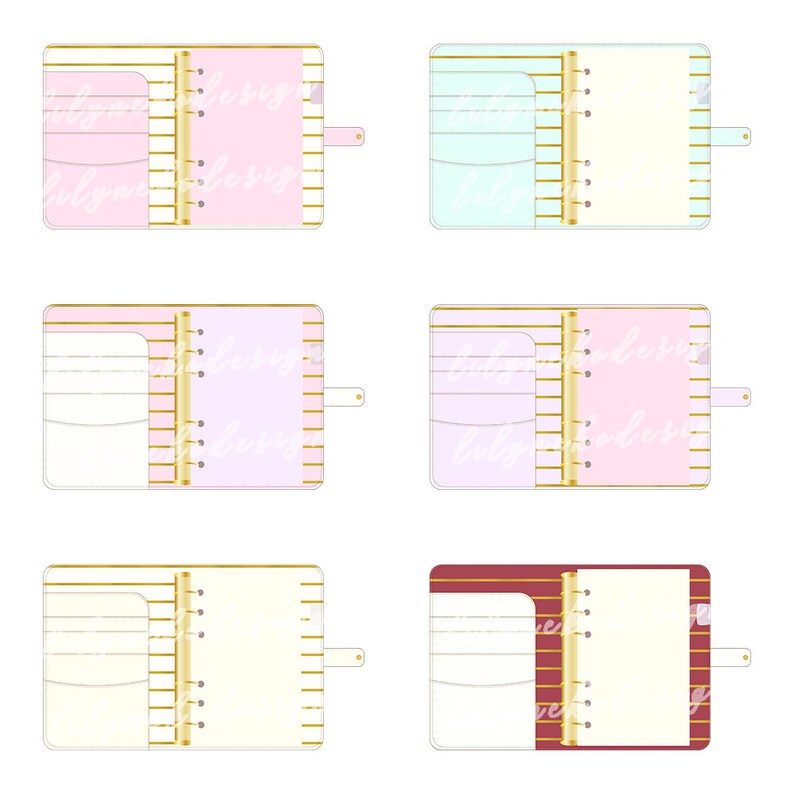 Planner Notebook Clipart, Kawaii Planner Book Digital Stickers, Cute ...